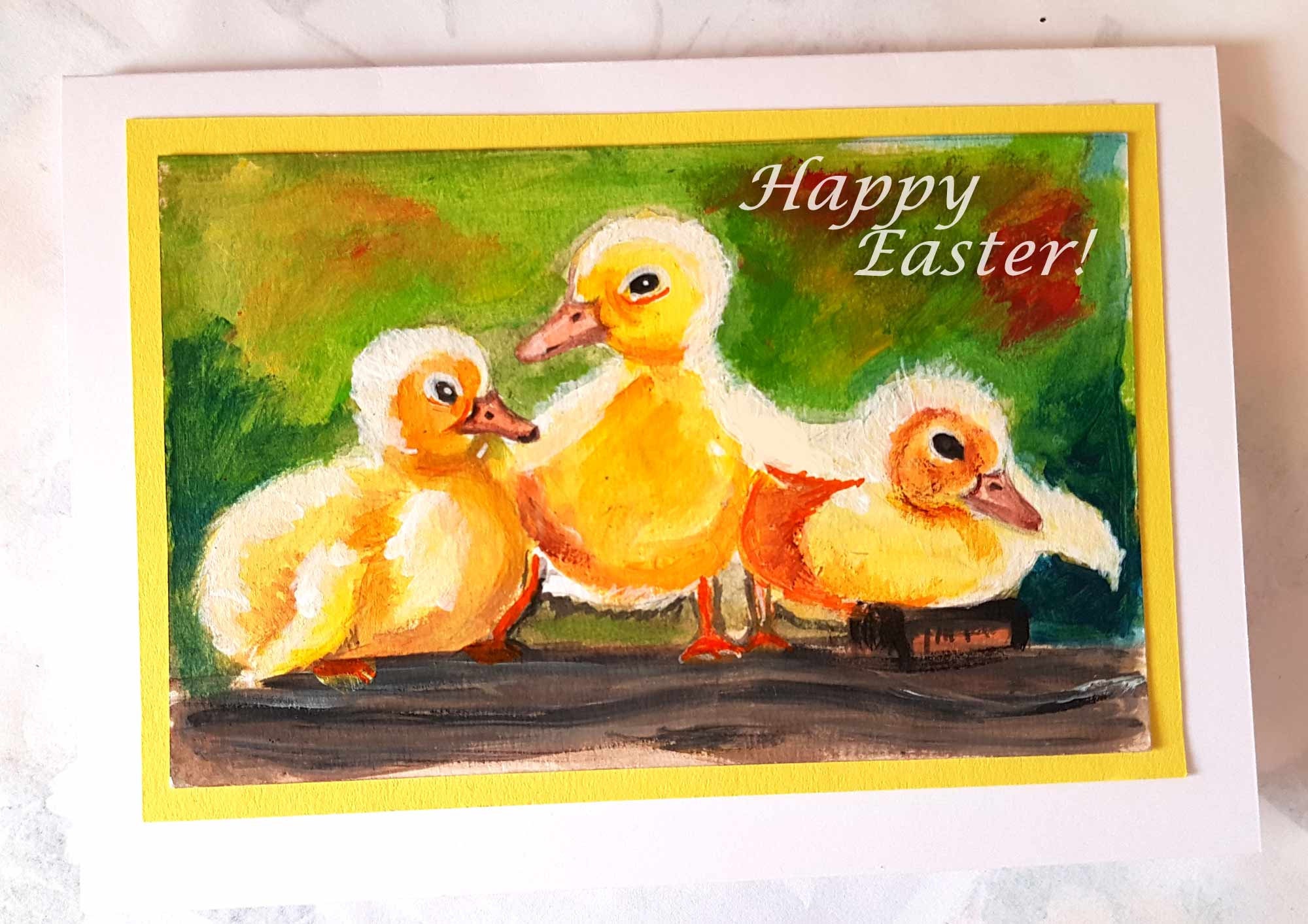 Tarjeta de felicitación Patito en primavera Tarjeta verde de - Etsy España