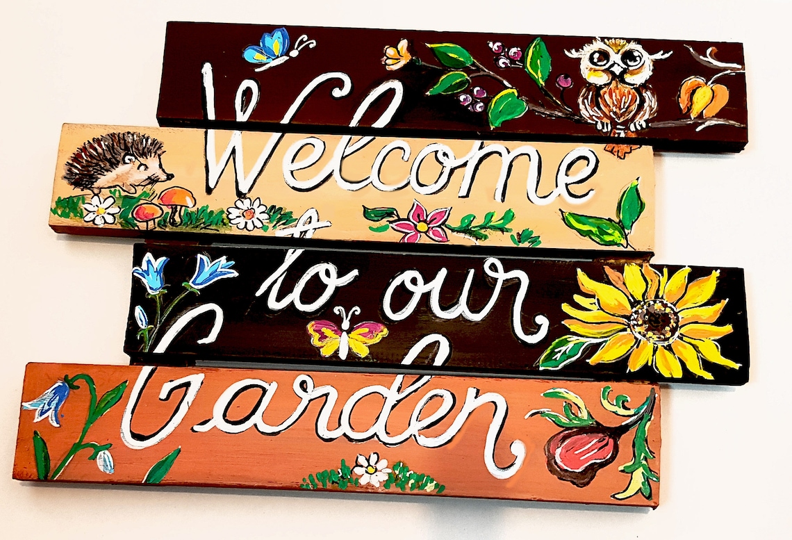 Hand Painted Personalised Garden Sign Any Message Hanging - Etsy