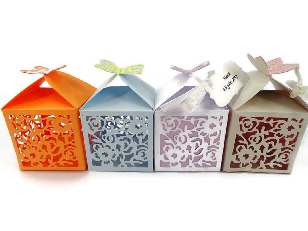 Butterfly Dragee Boxes Birth, Baptism or Wedding Dragees Boxes Handmade ...