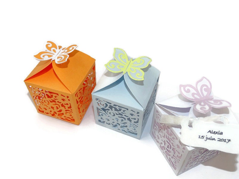 Butterfly Dragee Boxes Birth, Baptism or Wedding Dragees Boxes Handmade ...
