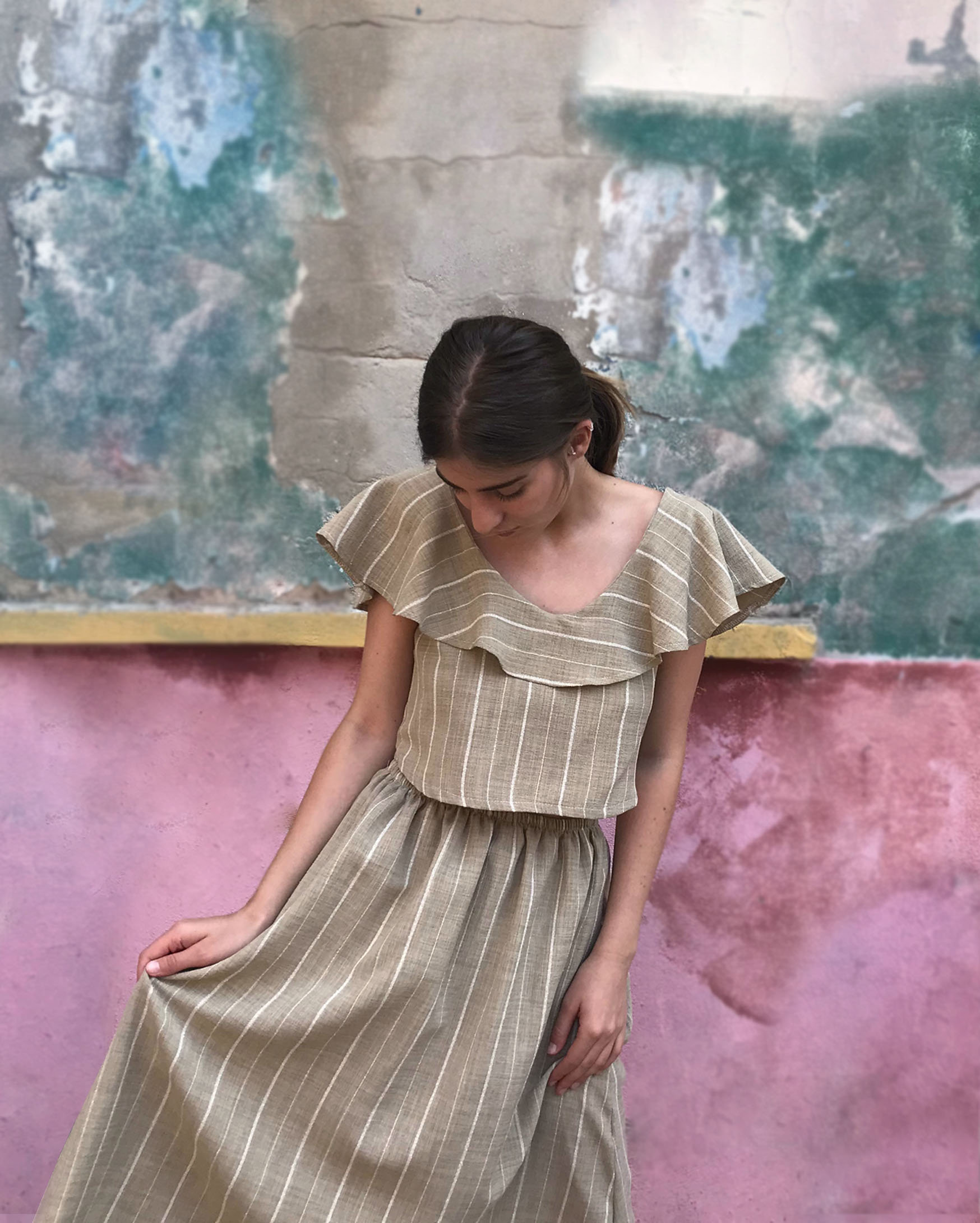 Linen Suit Linen Outfit Striped Outfit Linen Clothing - Etsy