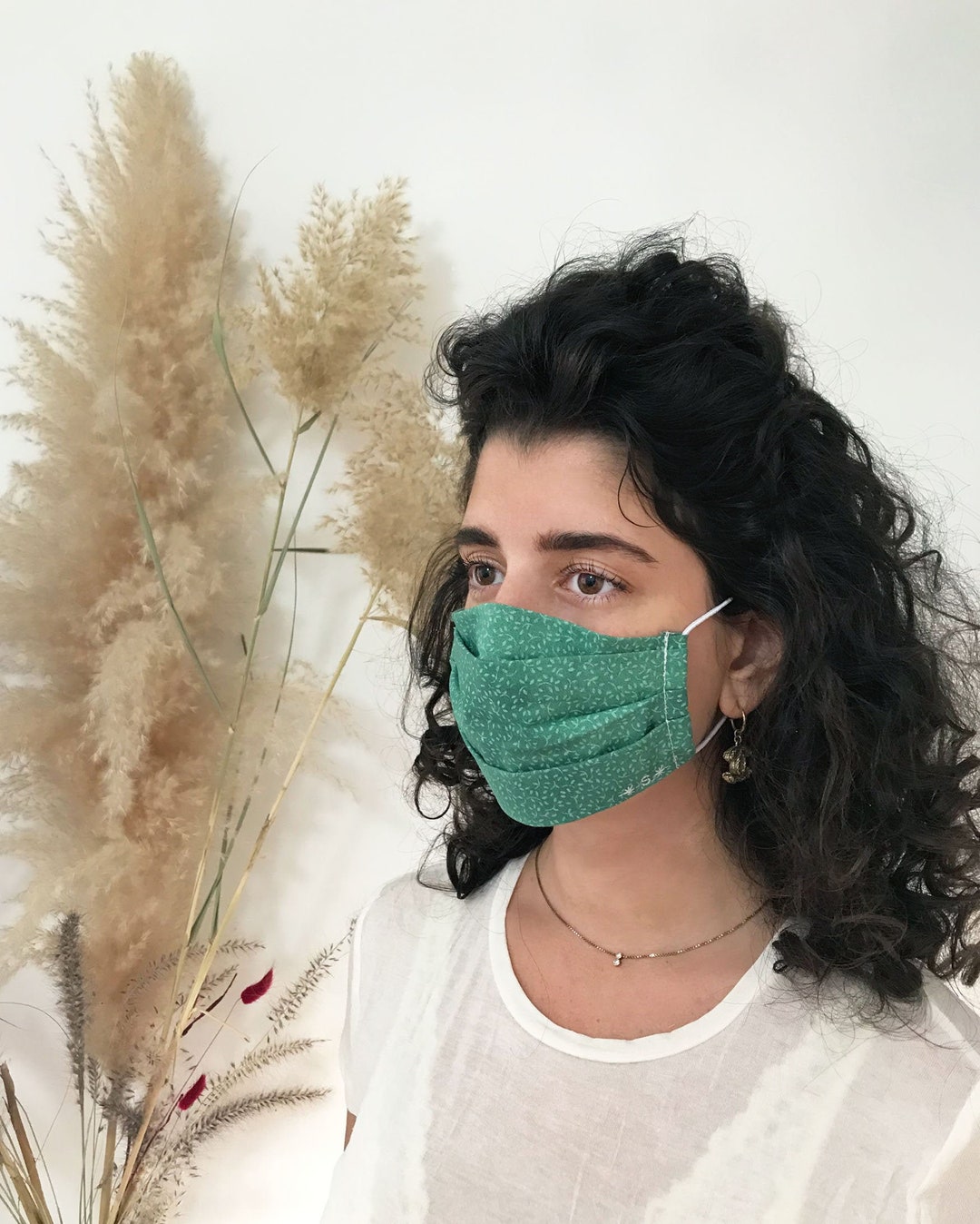 Green Cotton Mask, Women Adult Mask, Travel Mask, 100% Organic Cotton ...