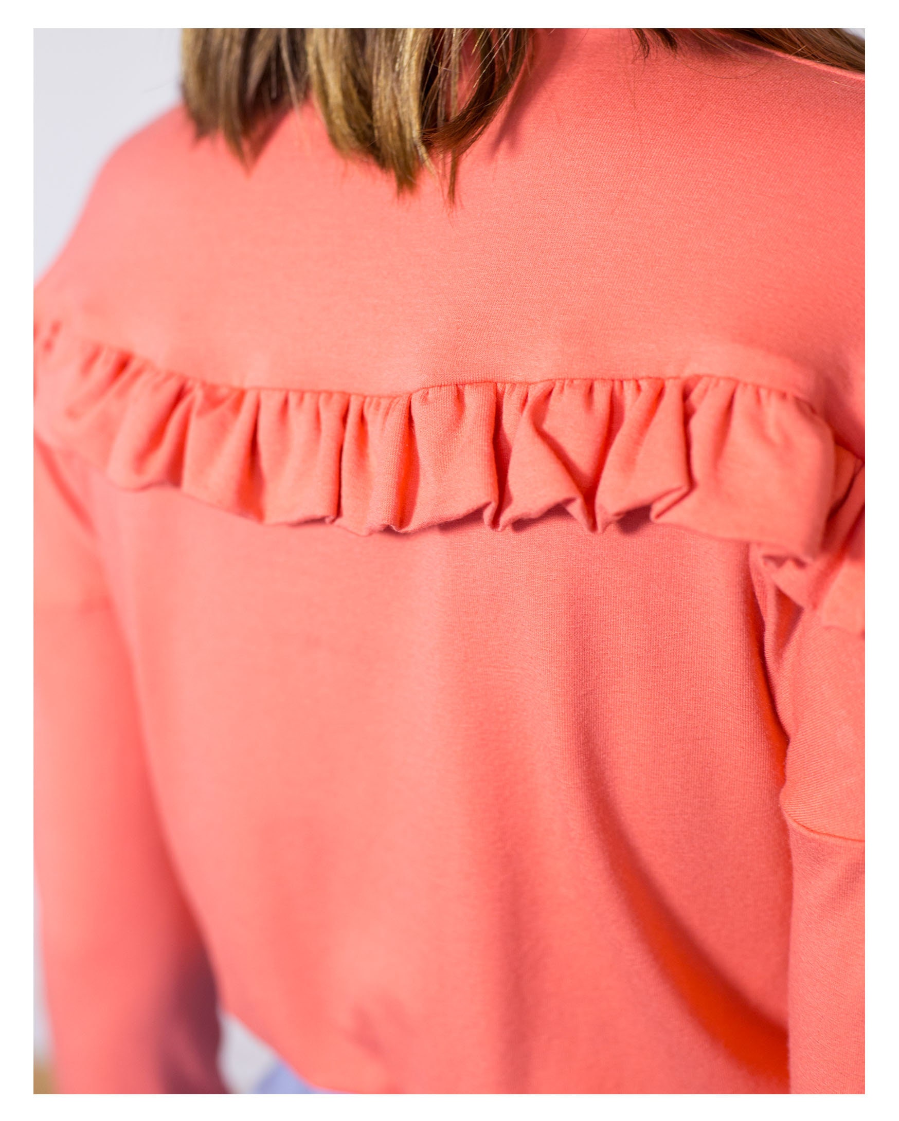 Pink Ruffle Blouse Round Neck Crop Top Elegant Jersey Top - Etsy