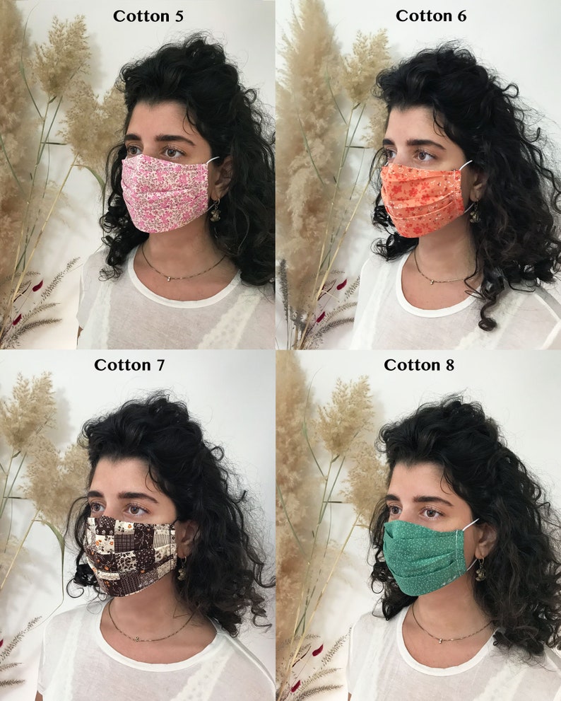 100% Organic Face Mask Bundle, 4 Pack Face Masks, Floral Face Mask ...