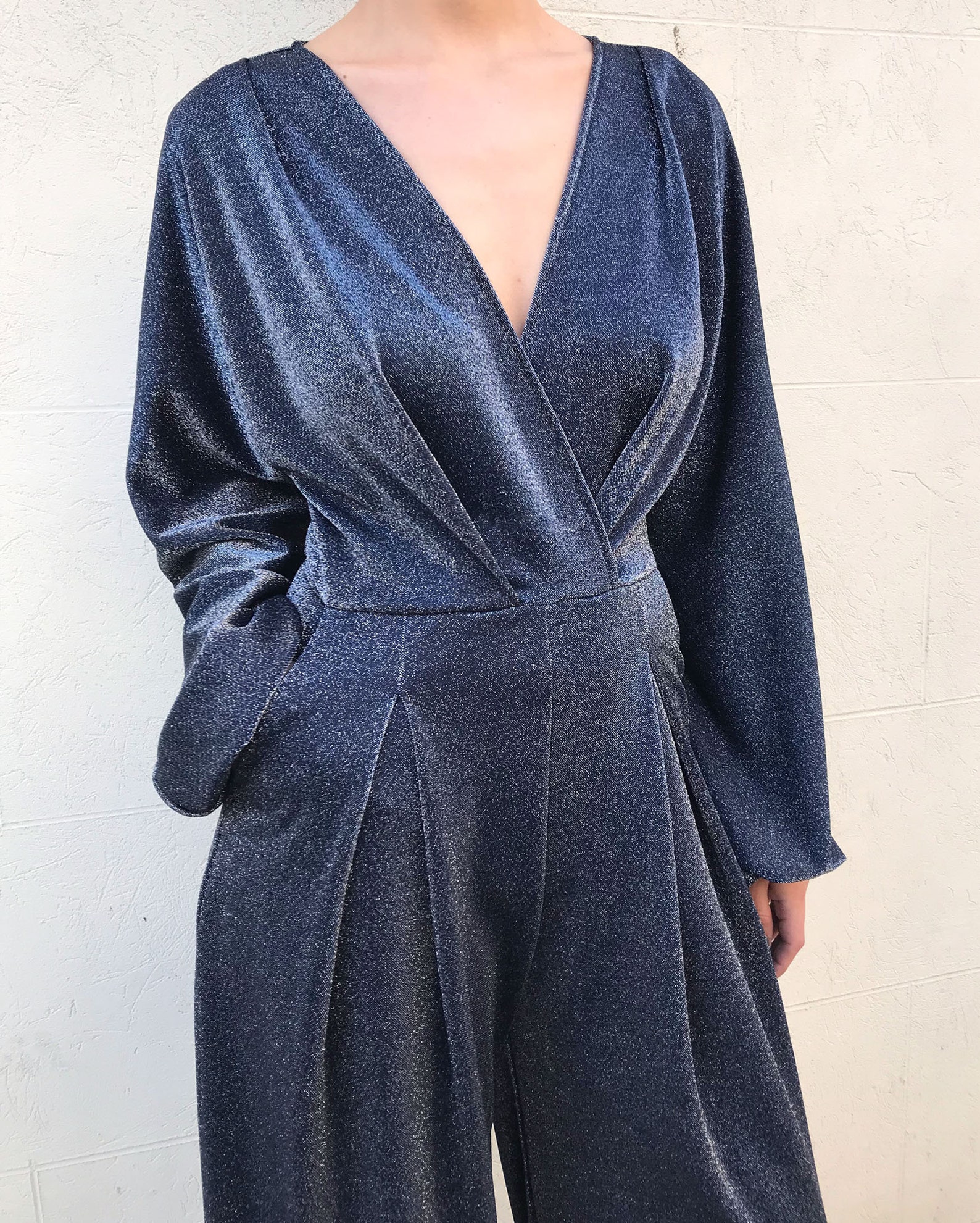Dark Blue Sparkles Jumpsuit, Women Jumpsuit, Wide Leg Jumpsuit, Kimono ...
