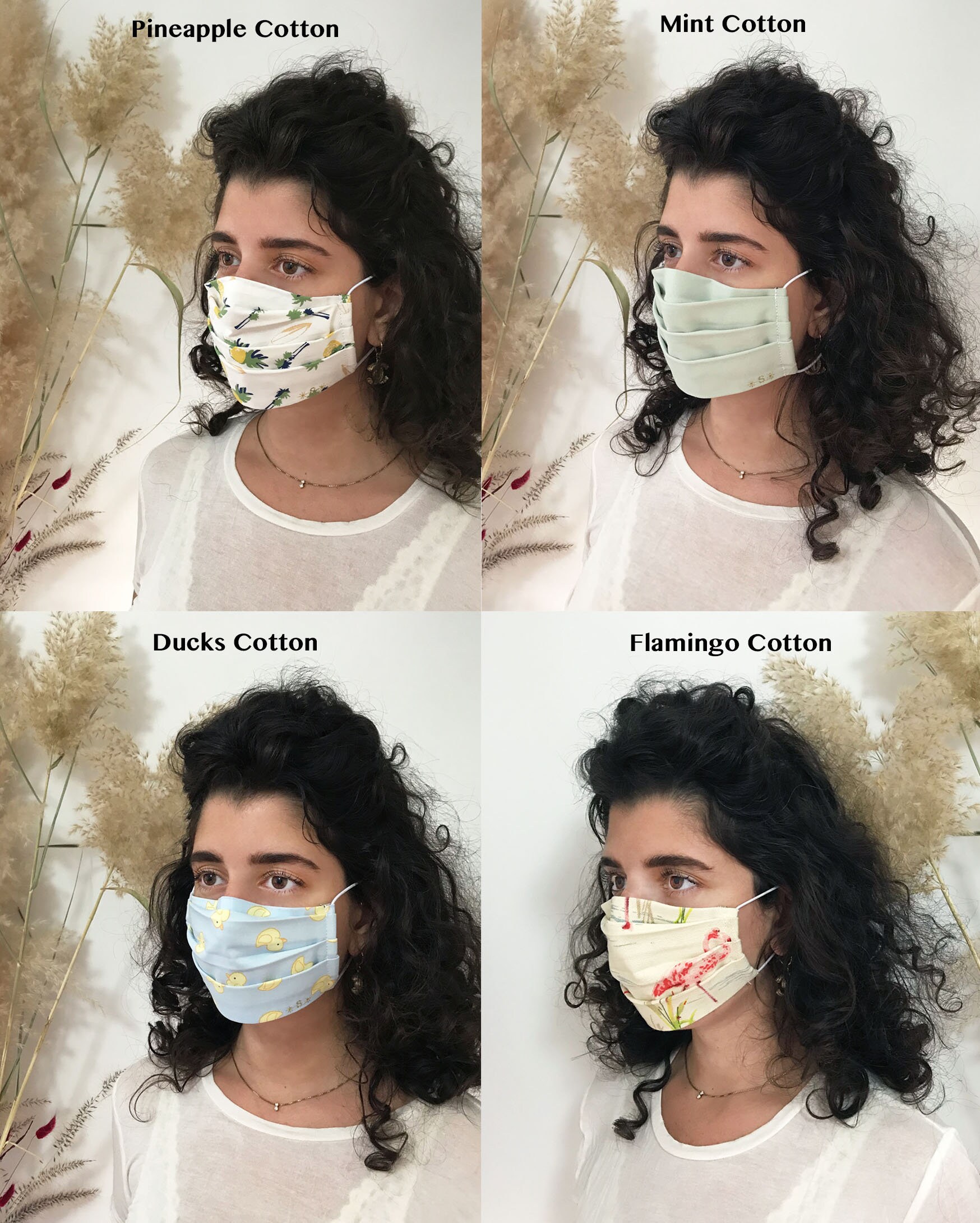 Green Cotton Mask Women Adult Mask Travel Mask 100% Organic - Etsy