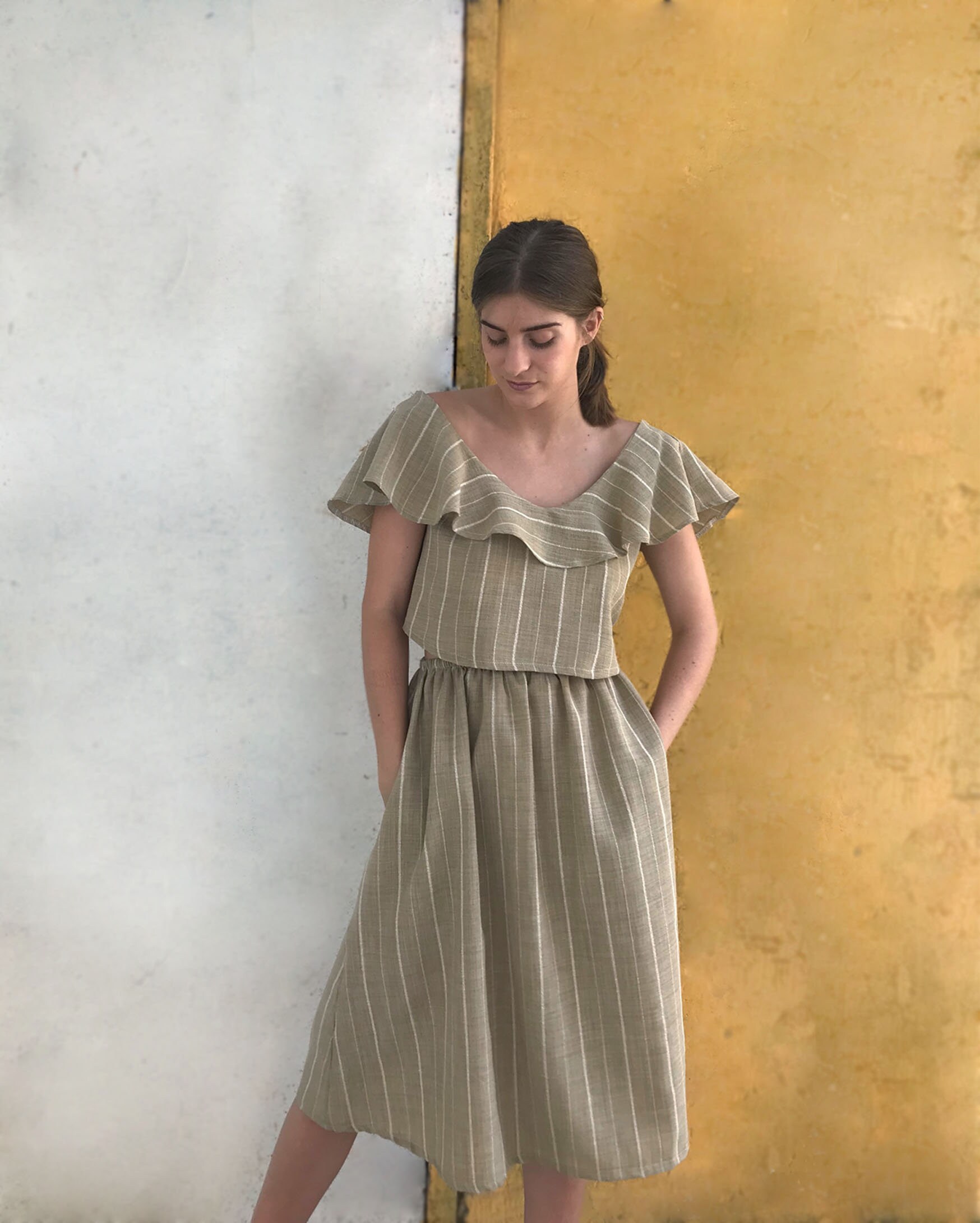 Linen Suit Linen Outfit Striped Outfit Linen Clothing - Etsy