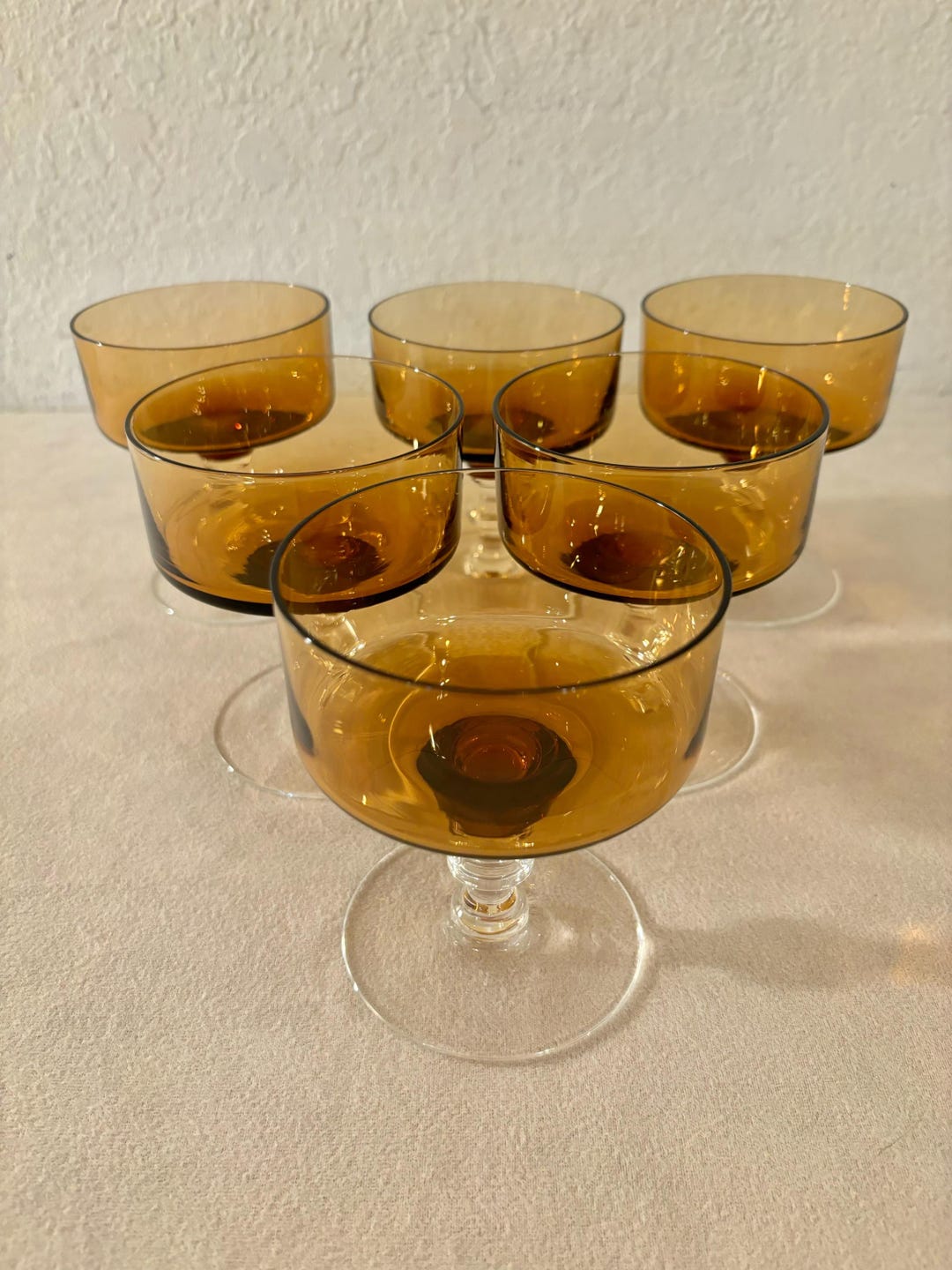 Vintage Amber Sasaki Regency Stemware Coupe Glasses Short Stemmed ...