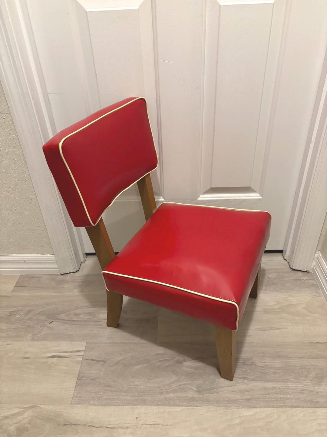 Red Vinyl Childrens Chair Mid Century Christmas Display Chair Read ...