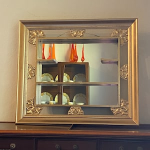 Gold Mirrored Shadow Box Hanging Turner Wall Shelf 34 X 26 Multilevel ...