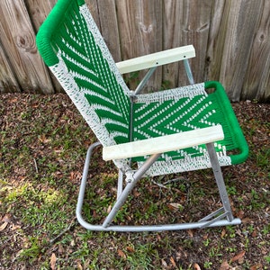 Macrame Green Rocking Lawn Chair Aluminum Folding Backyard Entertaining ...