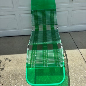 Vintage Tri Fold Green Jelly Vinyl Tube Pool Deck Patio Lawn Chaise ...