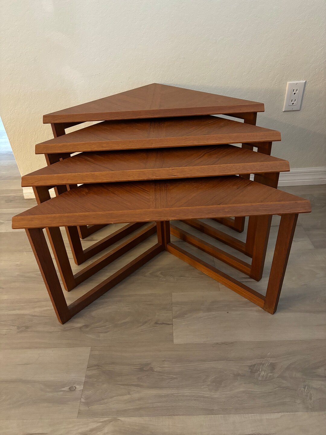 MCM Danish Wood Triangle Nesting Tables Set of Four Made in Denmark ...