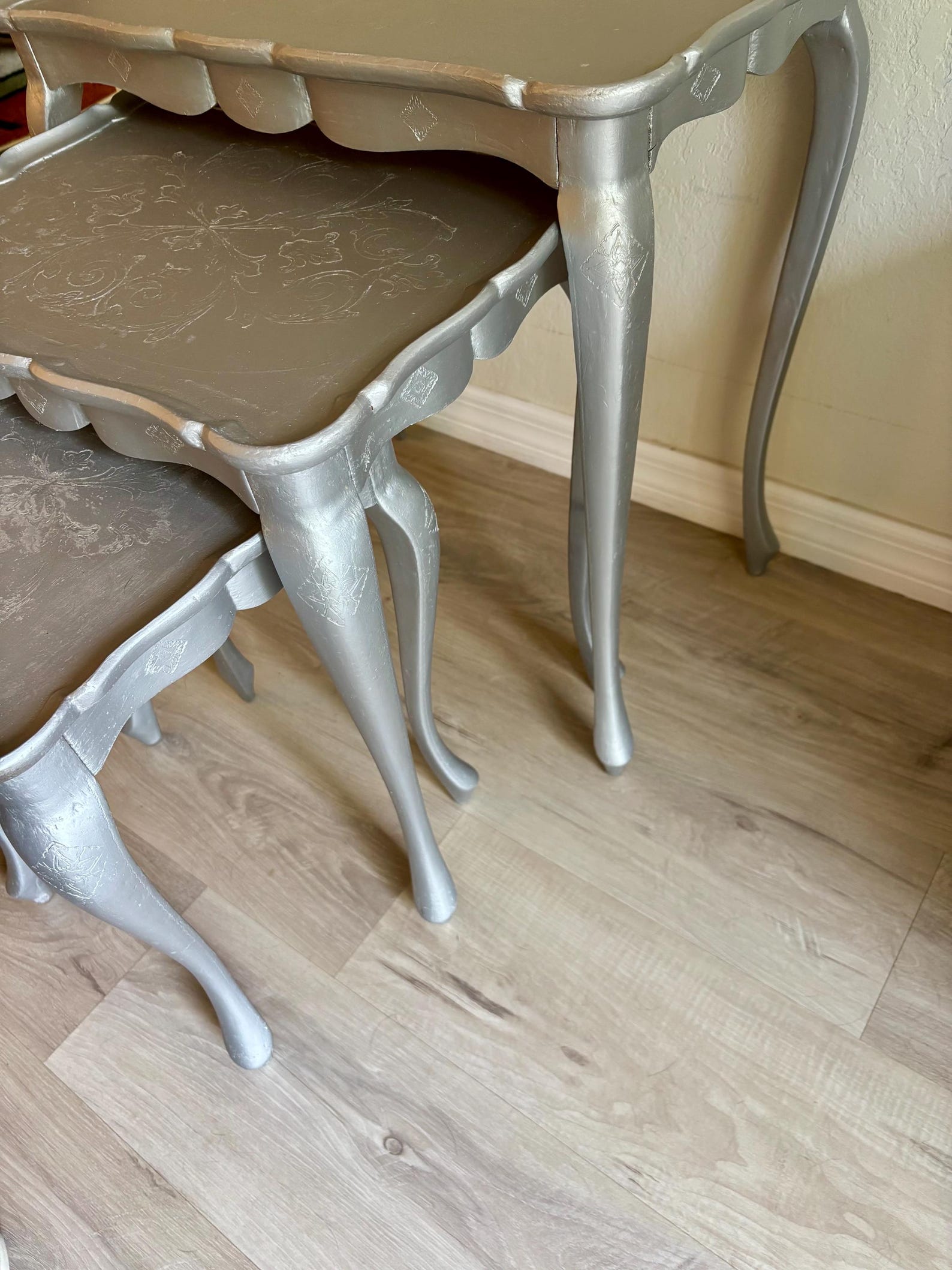 Italian Wood Silver Nesting Tables Hollywood Regency Bohemian at ...