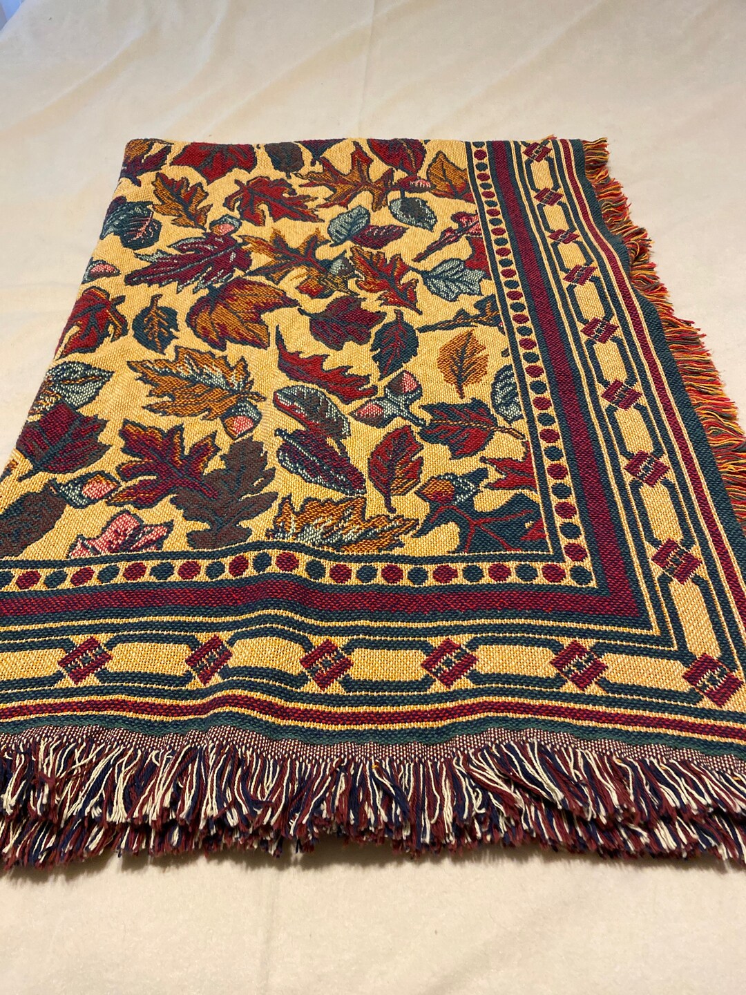 Fall Leaf Woven Throw 48 X 69 Manual Woodworkers and Weavers Autumn ...