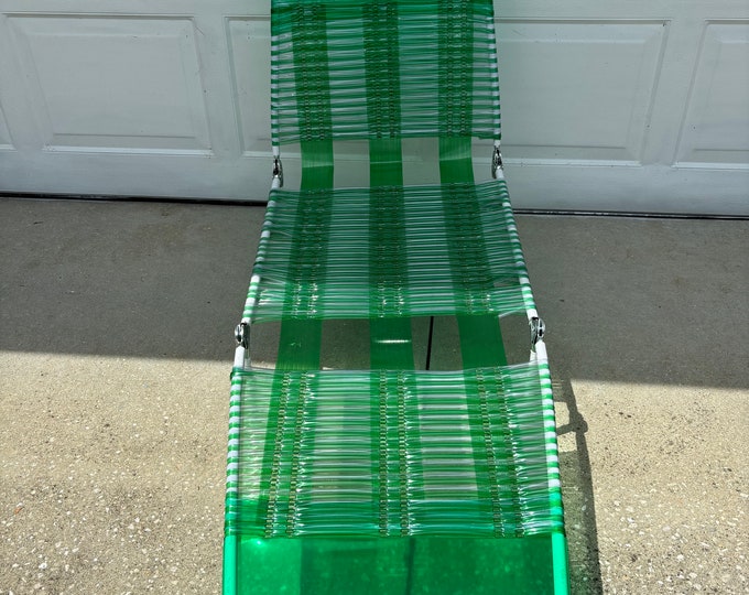Vintage Tri Fold Green Jelly Vinyl Tube Pool Deck Patio Lawn Chaise ...