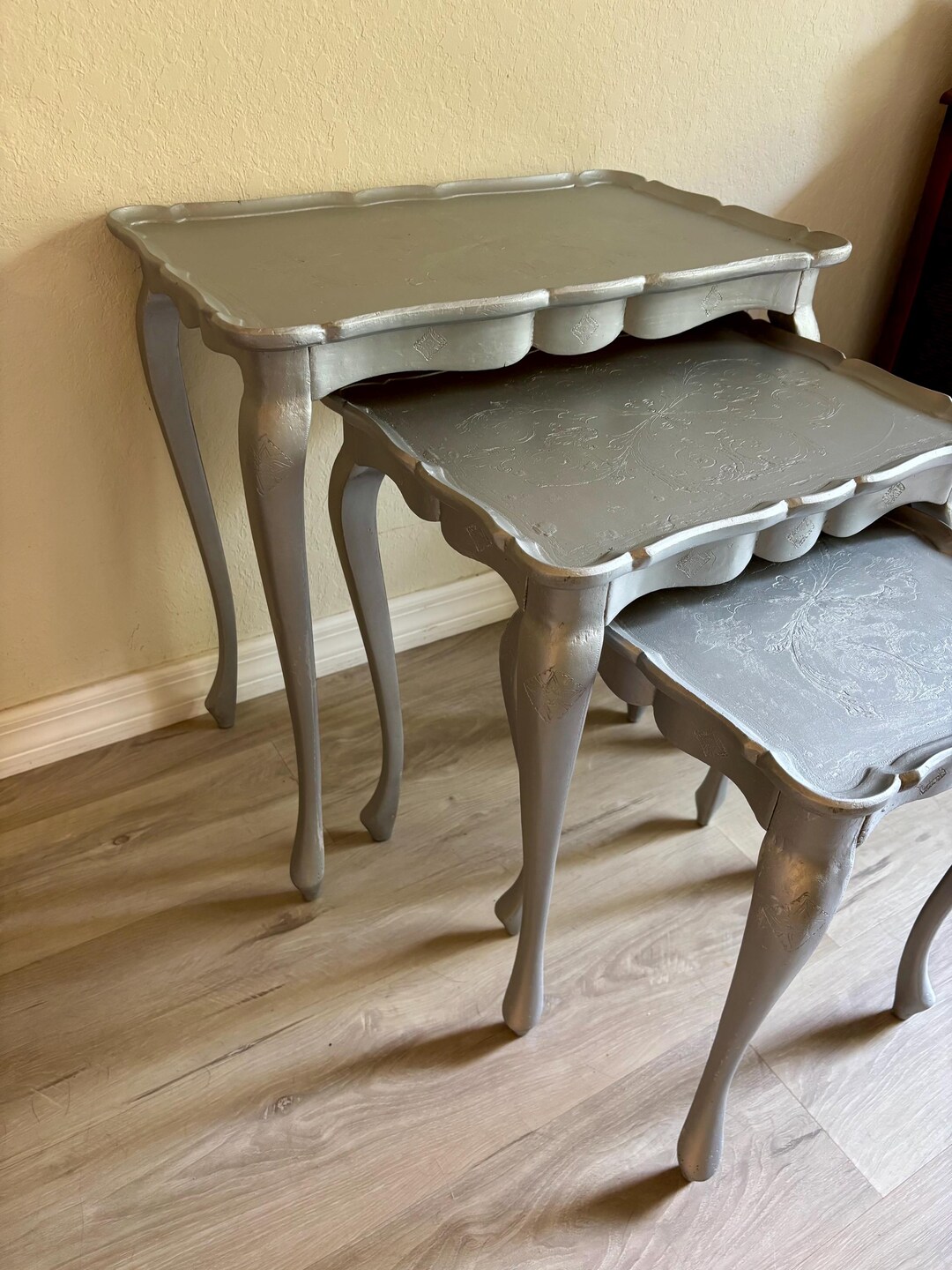 Italian Wood Silver Nesting Tables Hollywood Regency Bohemian at ...
