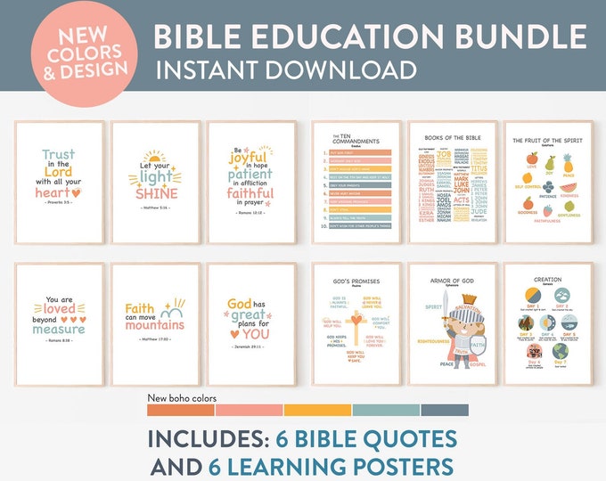 Bundle Kids Bible Verse Wall Art Scripture Learning - Etsy