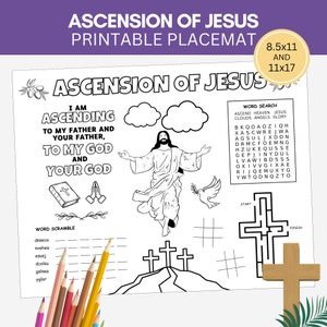 Ascension of Jesus Day Kids Activity Placemat Coloring Pages Crafts ...