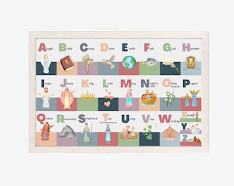 Kids Bible Alphabet, Wall Art, Scripture Posters, Church, Sunday School ...
