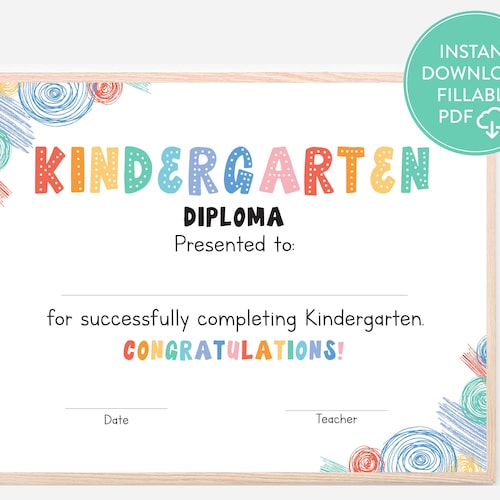 Editable Printable Kindergarten Diploma. Customizable - Etsy