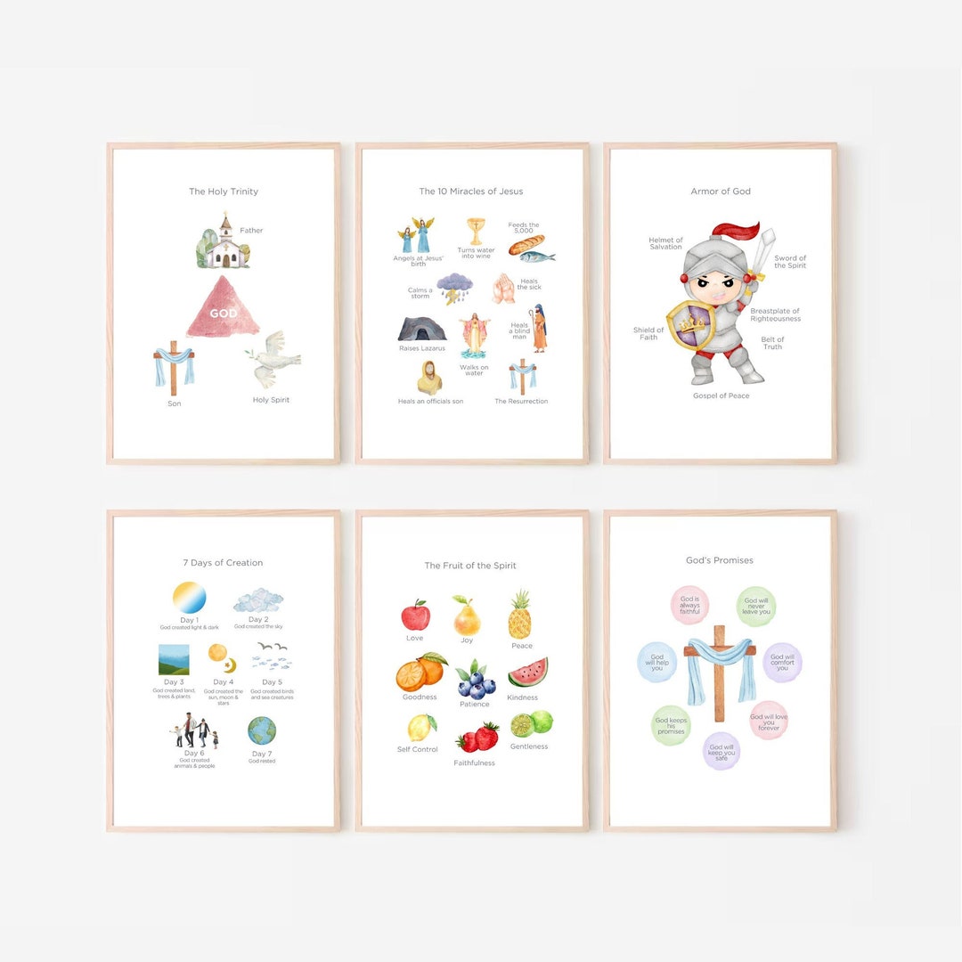 Watercolor Kids Bible and Scripture Poster Church Sunday School Decor ...