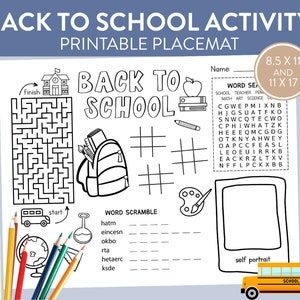 Back to School Instant Download Printable Activity Sheet Students First ...