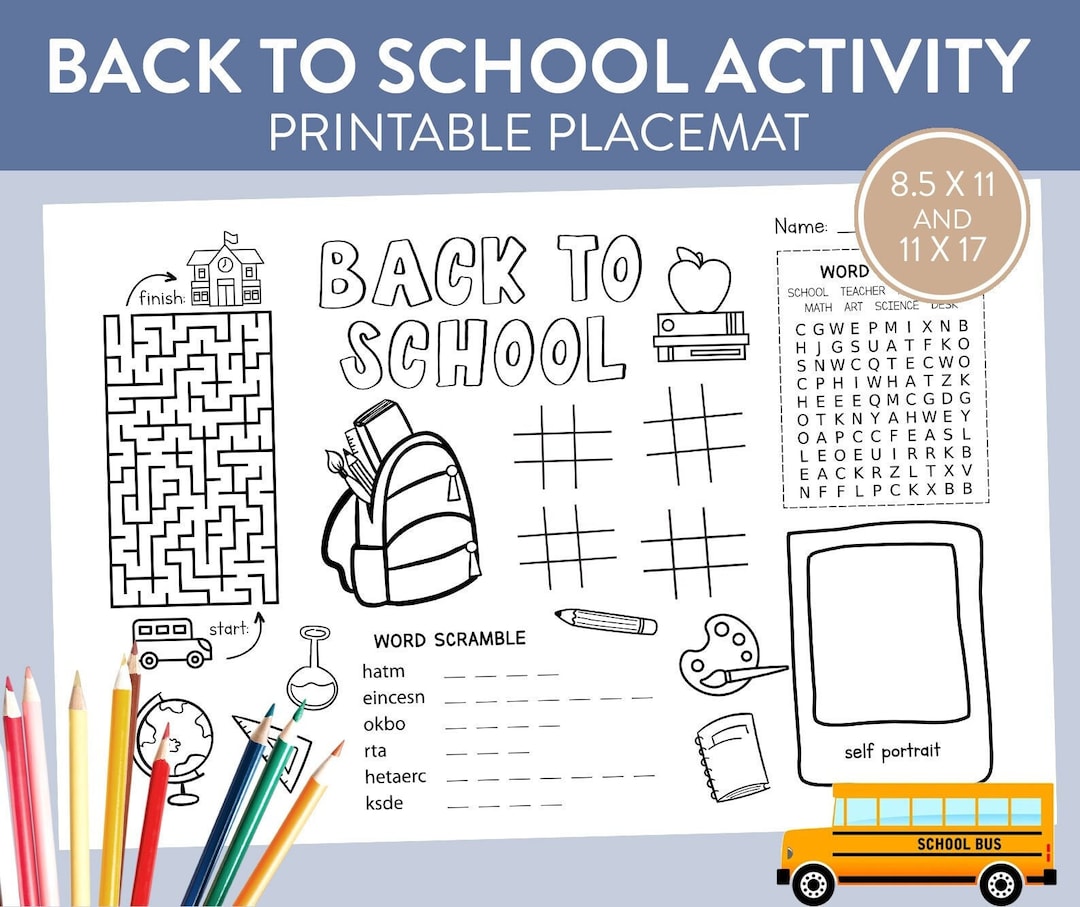 Back to School Instant Download Printable Activity Sheet Students First ...