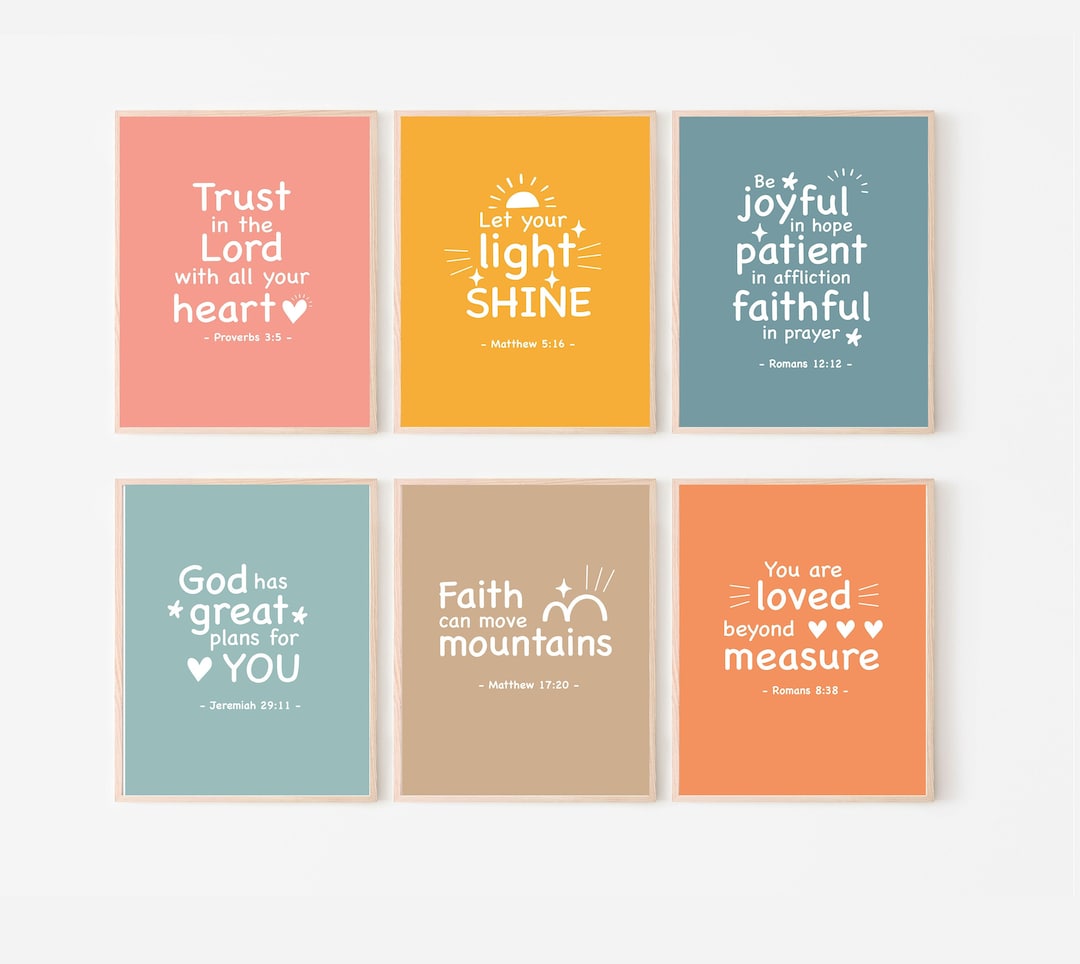 Kids Bible Verse Wall Art Scripture Posters Christian Classroom Decor ...