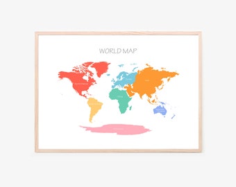 Australian - Map of Australia Kids Wall Art Room Decor Educational ...