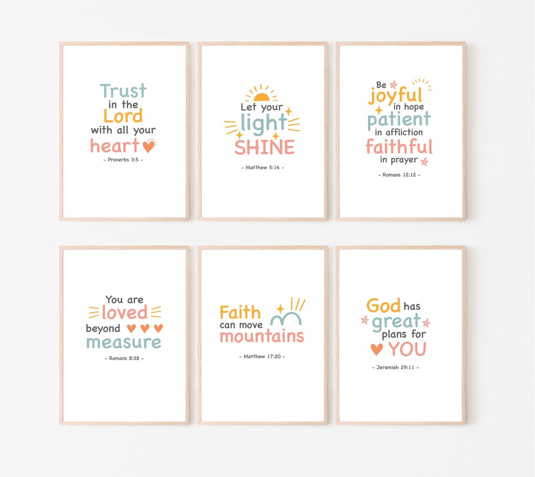 Kids Bible Verse, Boho Wall Art, Scripture Posters, Church, Sunday ...