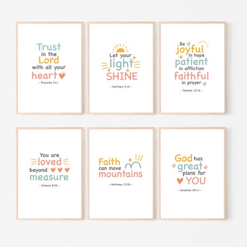 Kids Bible Verse Wall Art Sunday School Decor Christian - Etsy