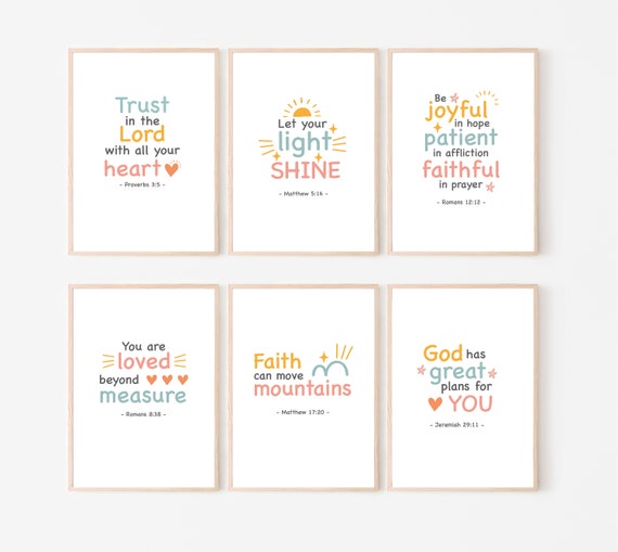 Kids Bible Verse Boho Wall Art Scripture Posters Church - Etsy