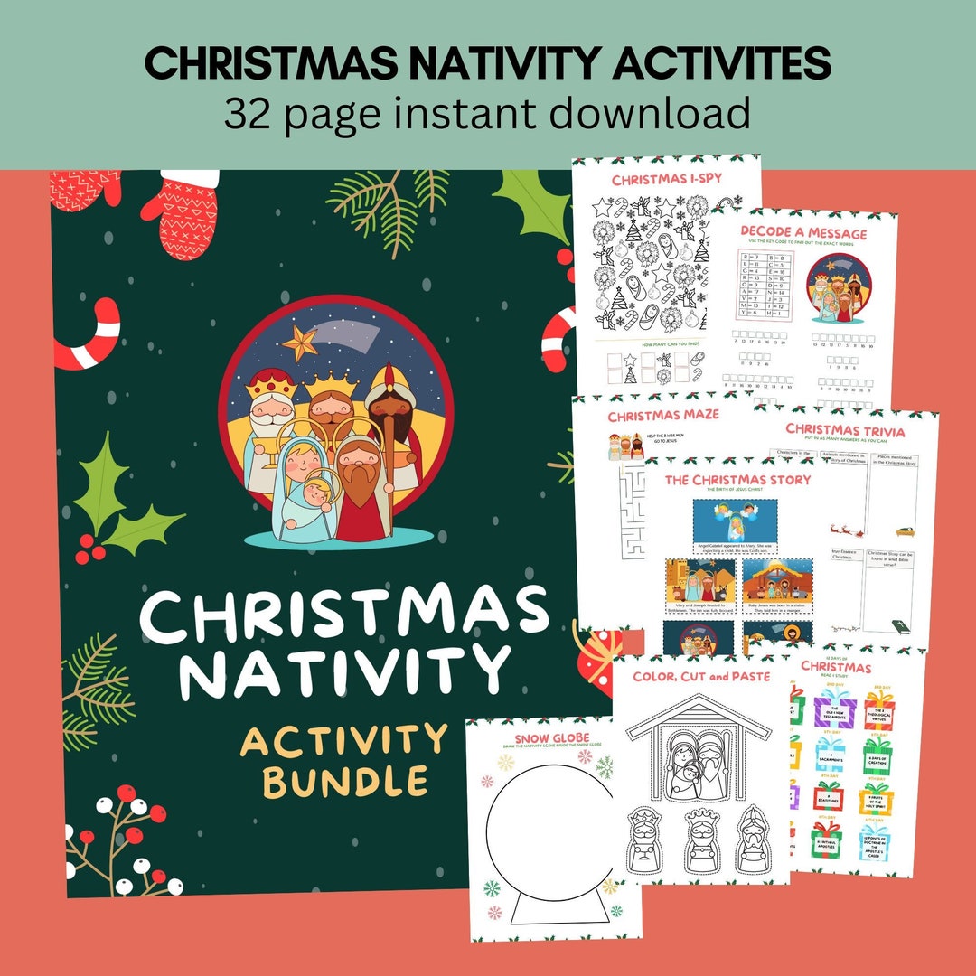 Kids Nativity Christmas Activities Worksheets Sunday School Home School ...