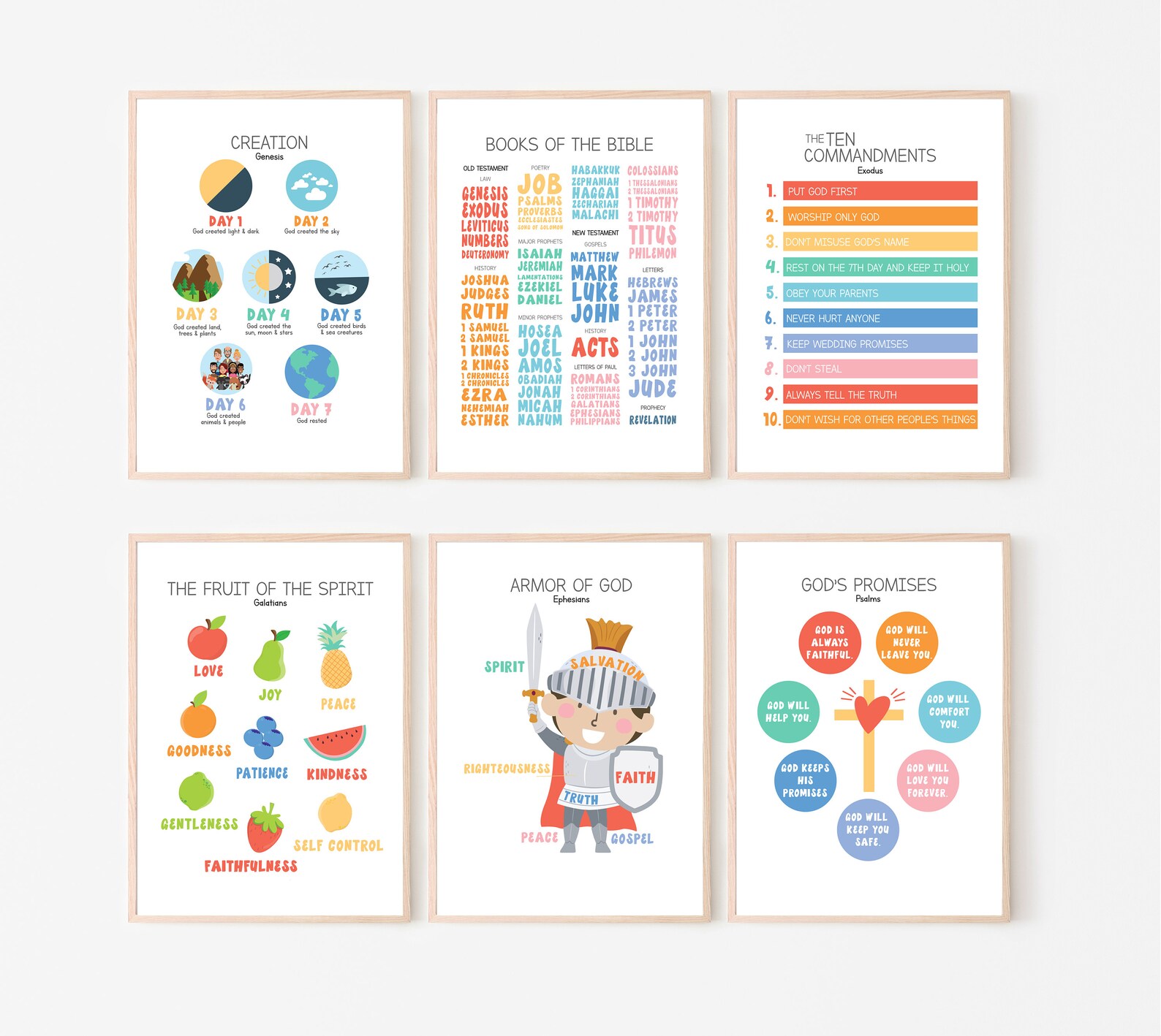 Bundle, Kids Bible Verse, Wall Art, Scripture & Learning Posters ...