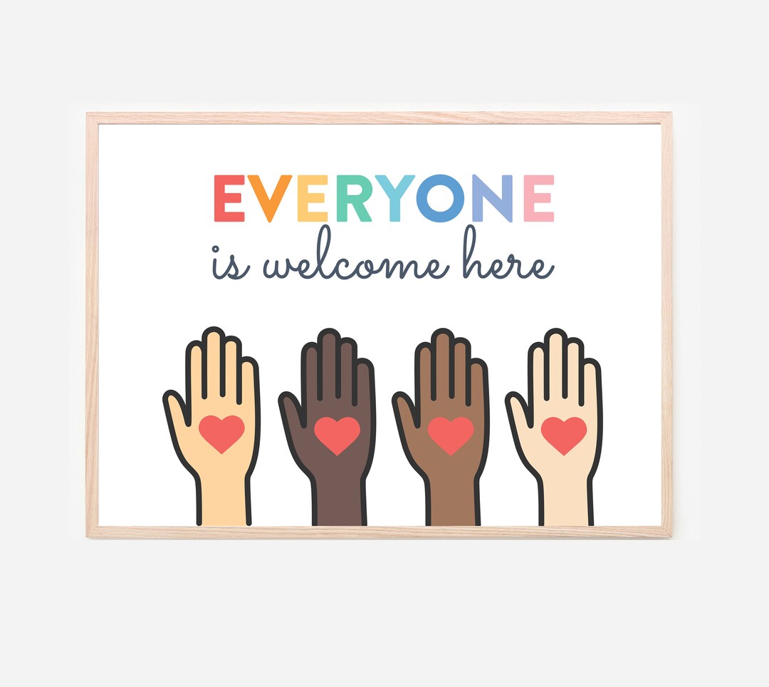 Everyone is Welcome Here Inclusiveness Kids Decor Educational Poster ...