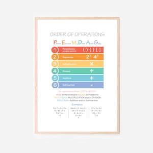 Order of Operations Math PEMDAS Kids Wall Decor Educational - Etsy
