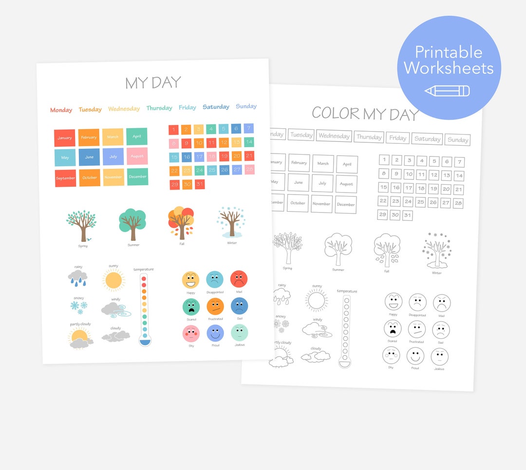 Kids Journal Printable Worksheet My Day for Home School, Pre-school ...