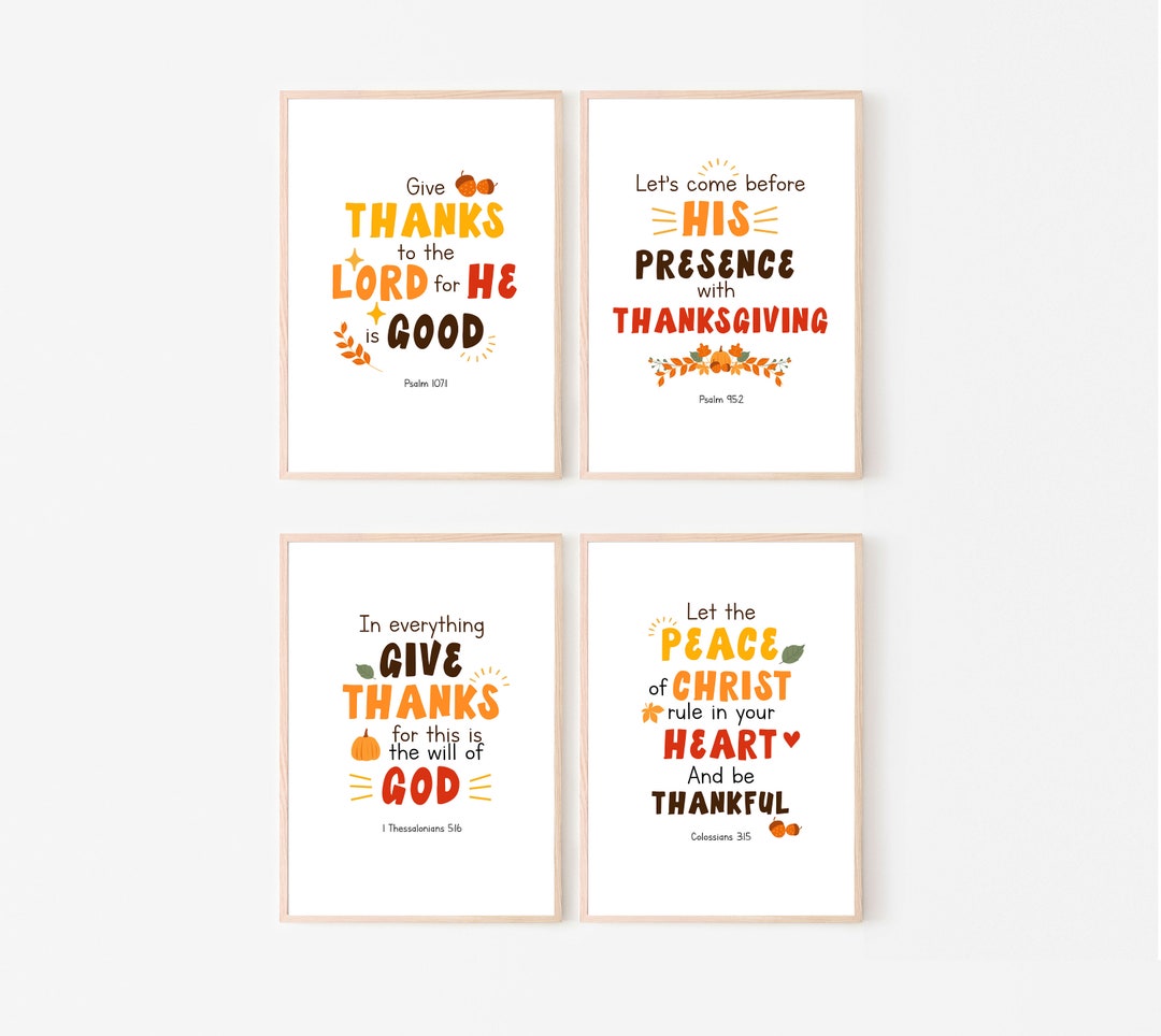 Thanksgiving Kids Bible Verse, Wall Art, Scripture Posters, Church ...