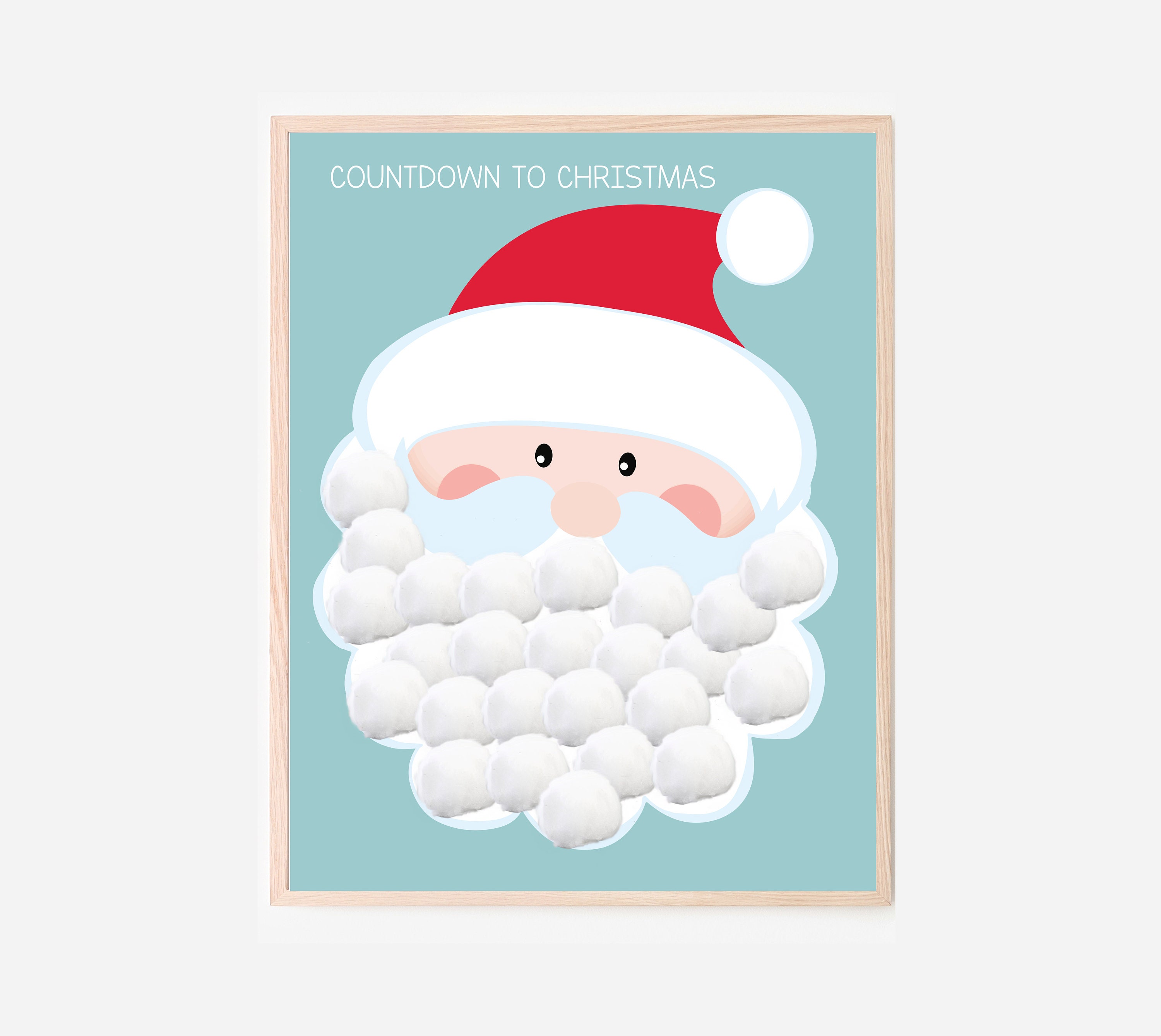 Kids Christmas Santa Cotton Ball Advent Countdown Calendar | Etsy