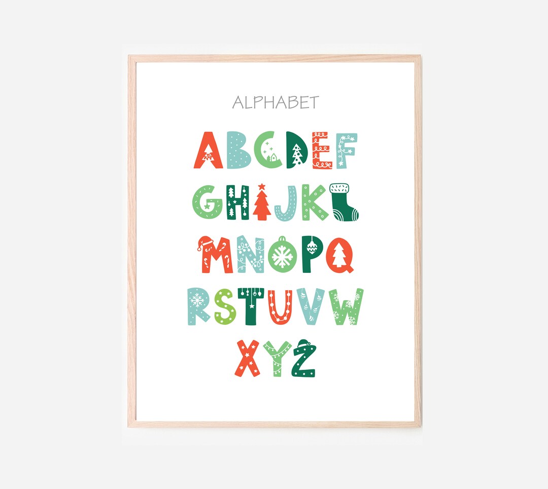 Christmas ABC Letters Alphabet Wall Art Kids Decor Educational Poster ...