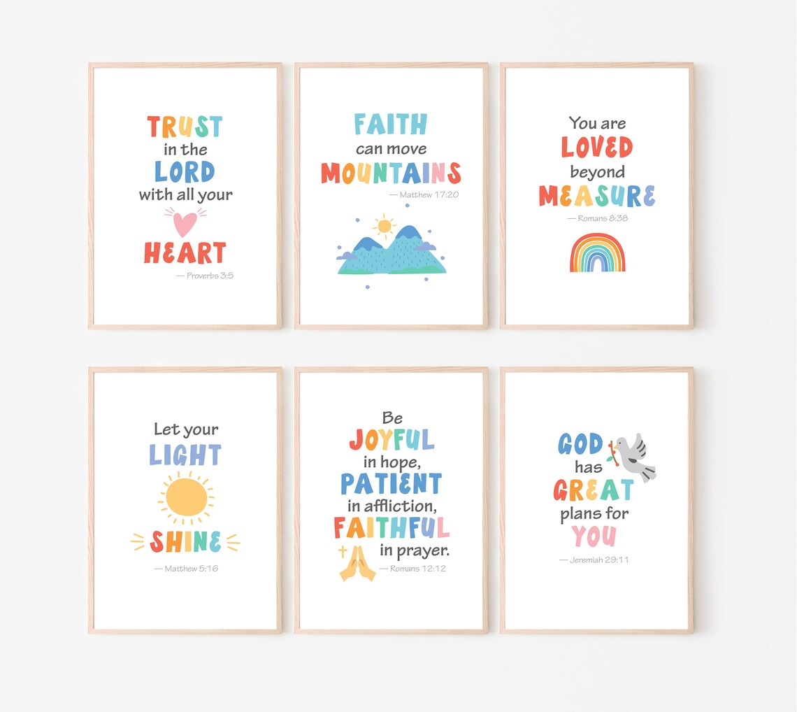 Kids Bible Verse Wall Art Scripture Posters Church Sunday - Etsy