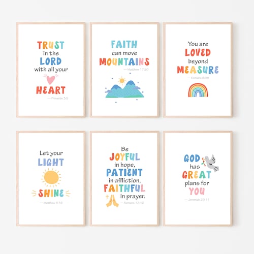 Kids Bible Verse Boho Wall Art Scripture Posters Church - Etsy