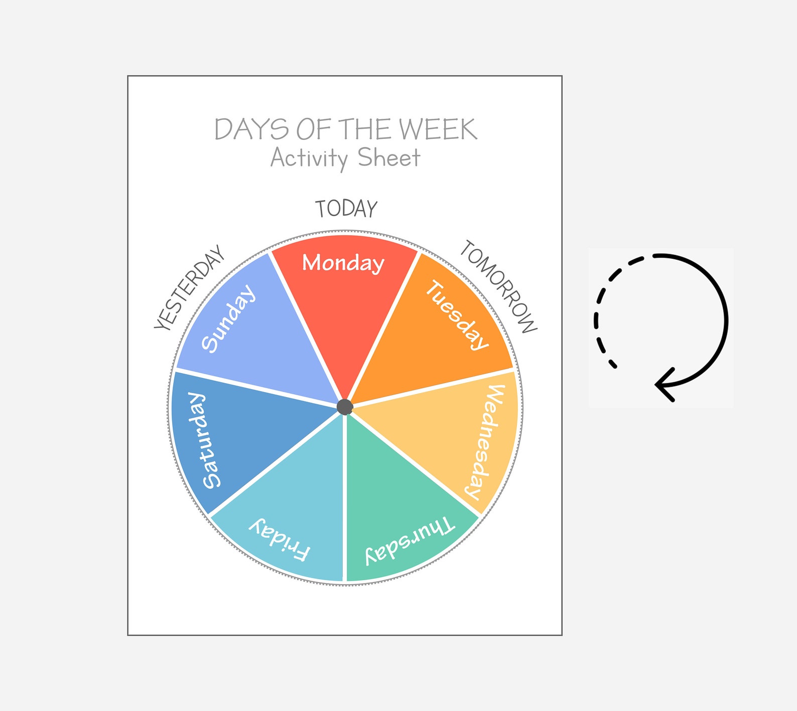 Days of the Week Poster & Activity Spinner Kids Educational - Etsy