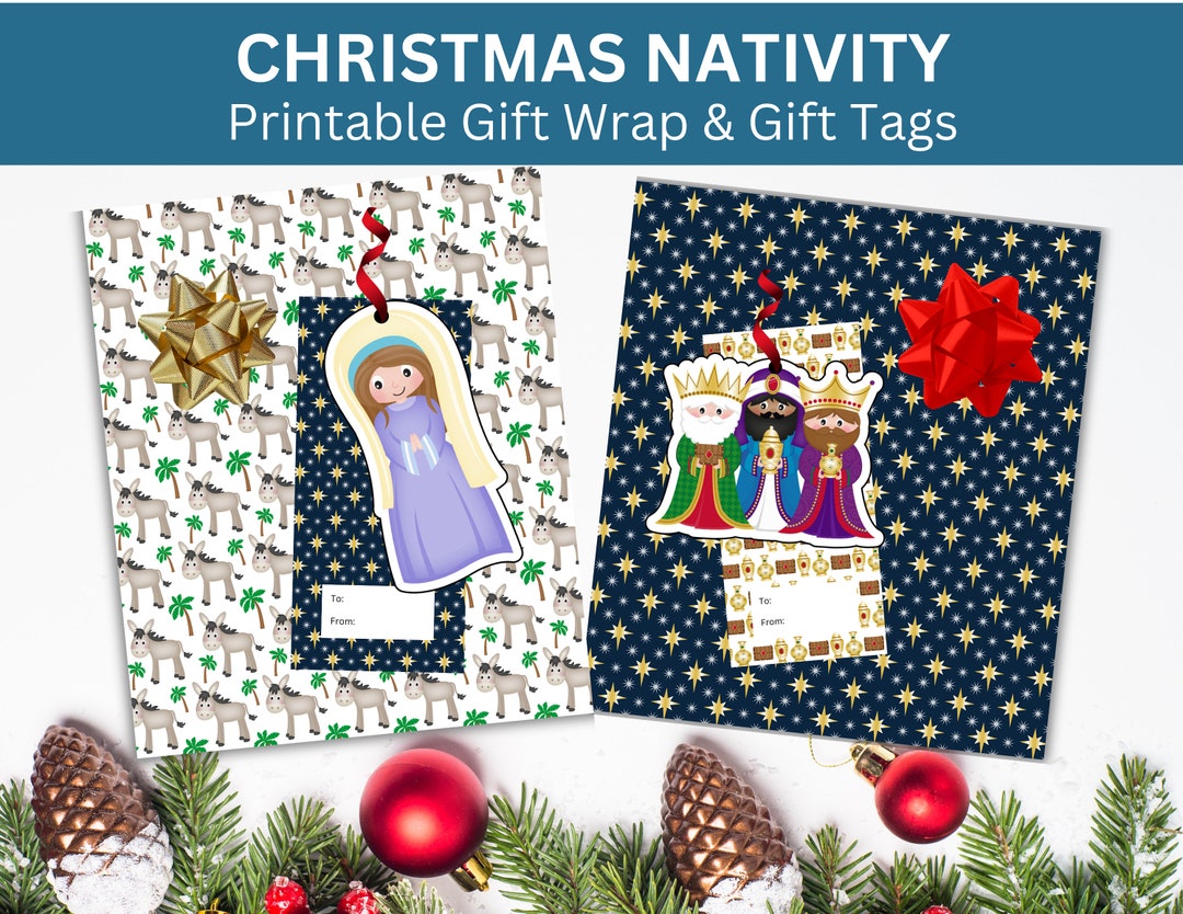 Nativity Christmas Printable Instant Download Gift Wrapping Paper and ...