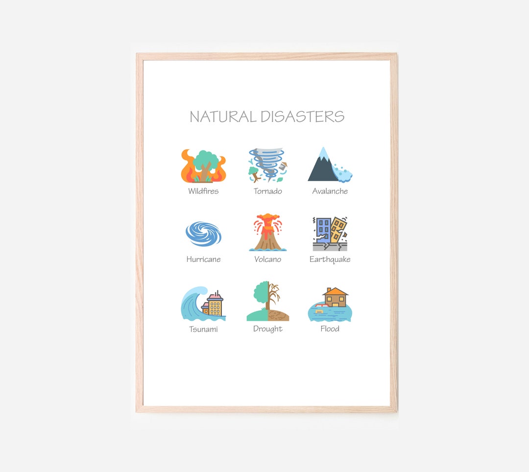 Natural Disasters Volcano Earthquake Educational Poster Homeschool Pre ...