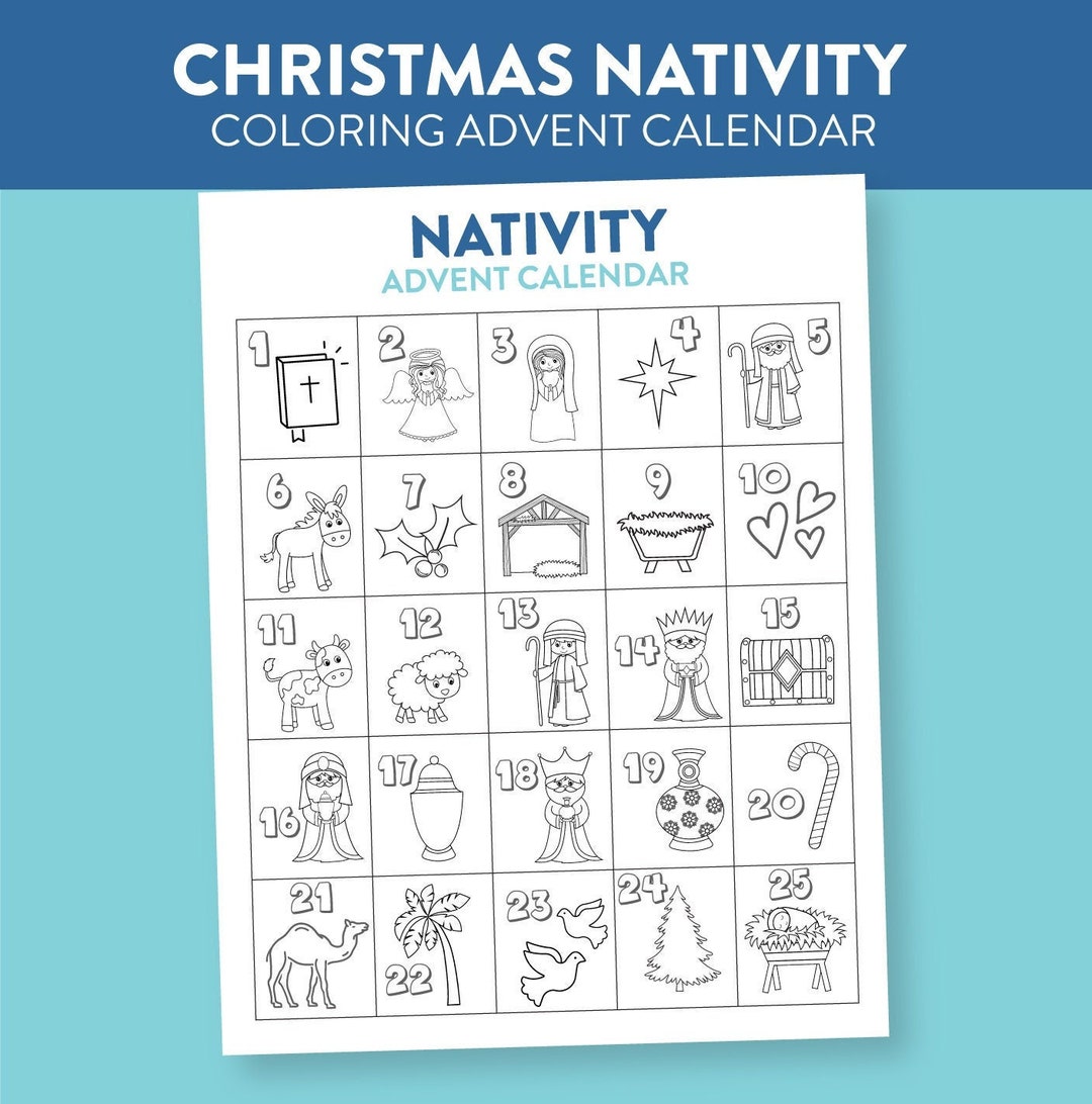 Kids Christmas Nativity Coloring Advent Countdown Calendar Holiday ...