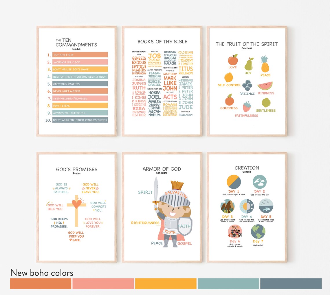 Bundle Kids Bible Verse Wall Art Scripture Learning - Etsy