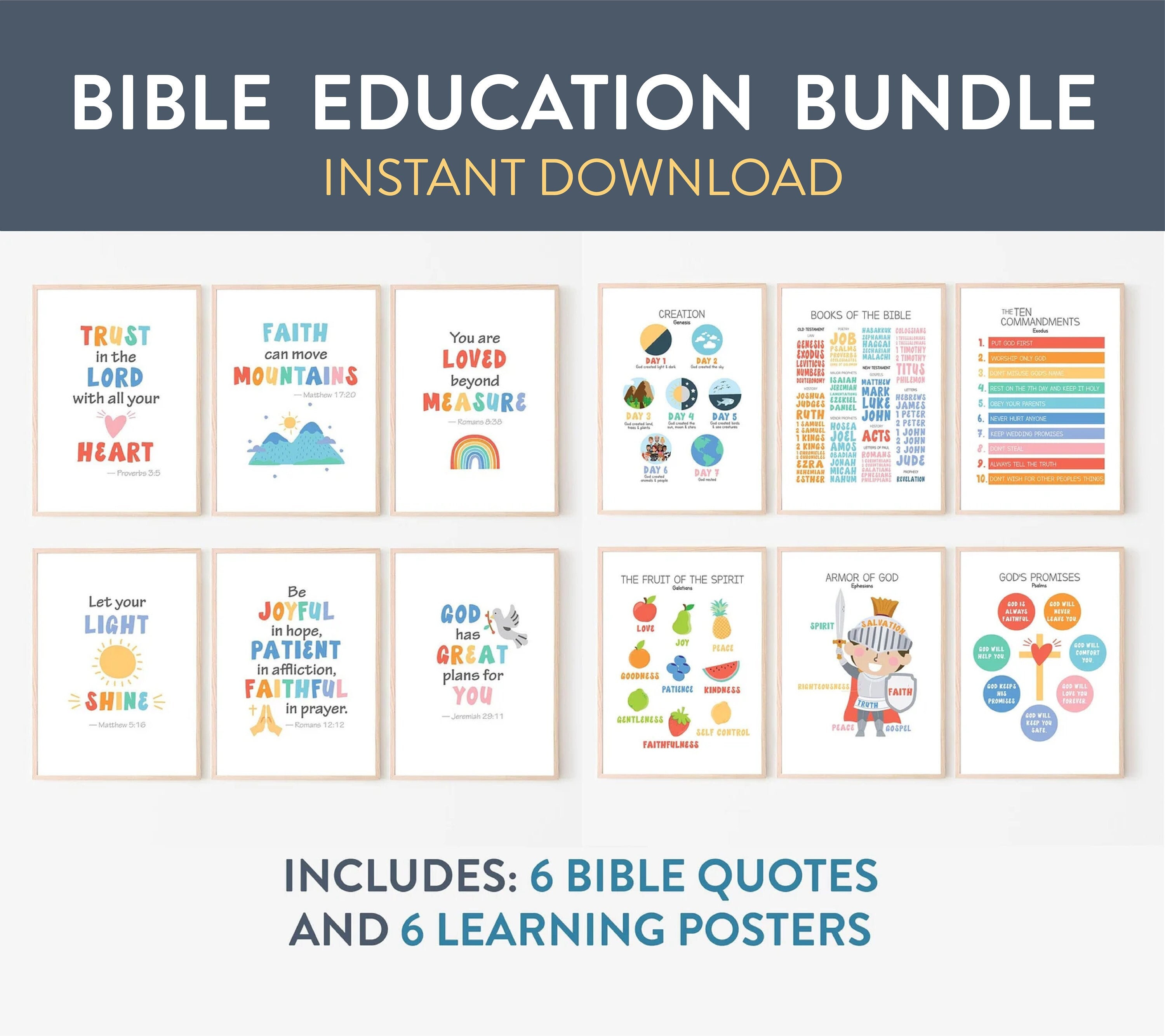 Bundle Kids Bible Verse Wall Art Scripture & Learning - Etsy
