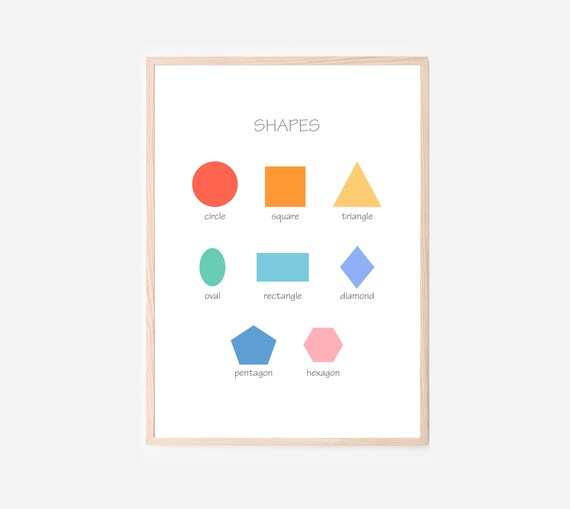 Shapes Kids Wall Art Room Decor Educational Prints for | Etsy